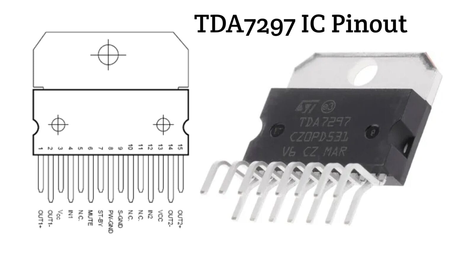 TDA7297 IC Stereo Audio Amplifier Dual-Bridge Circuit — RG Electrics
