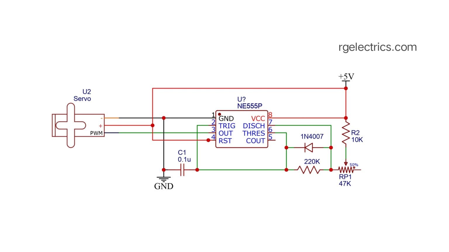 Simple Servo Motor Controller Circuit using NE555 Time Ic — RG Electrics