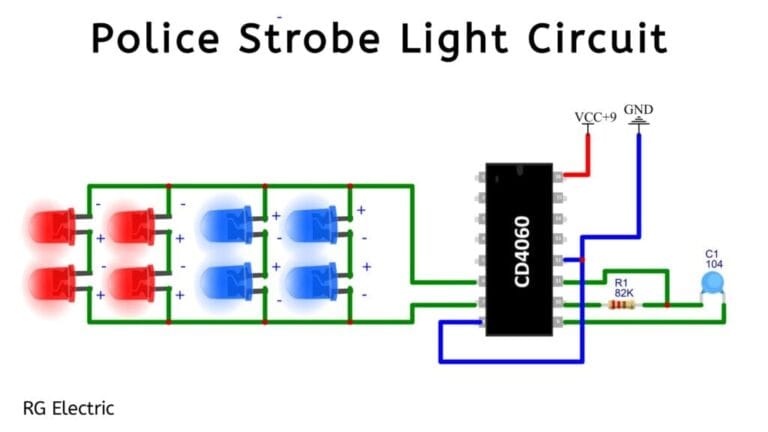 Police Strobe Light Circuit using CD4060