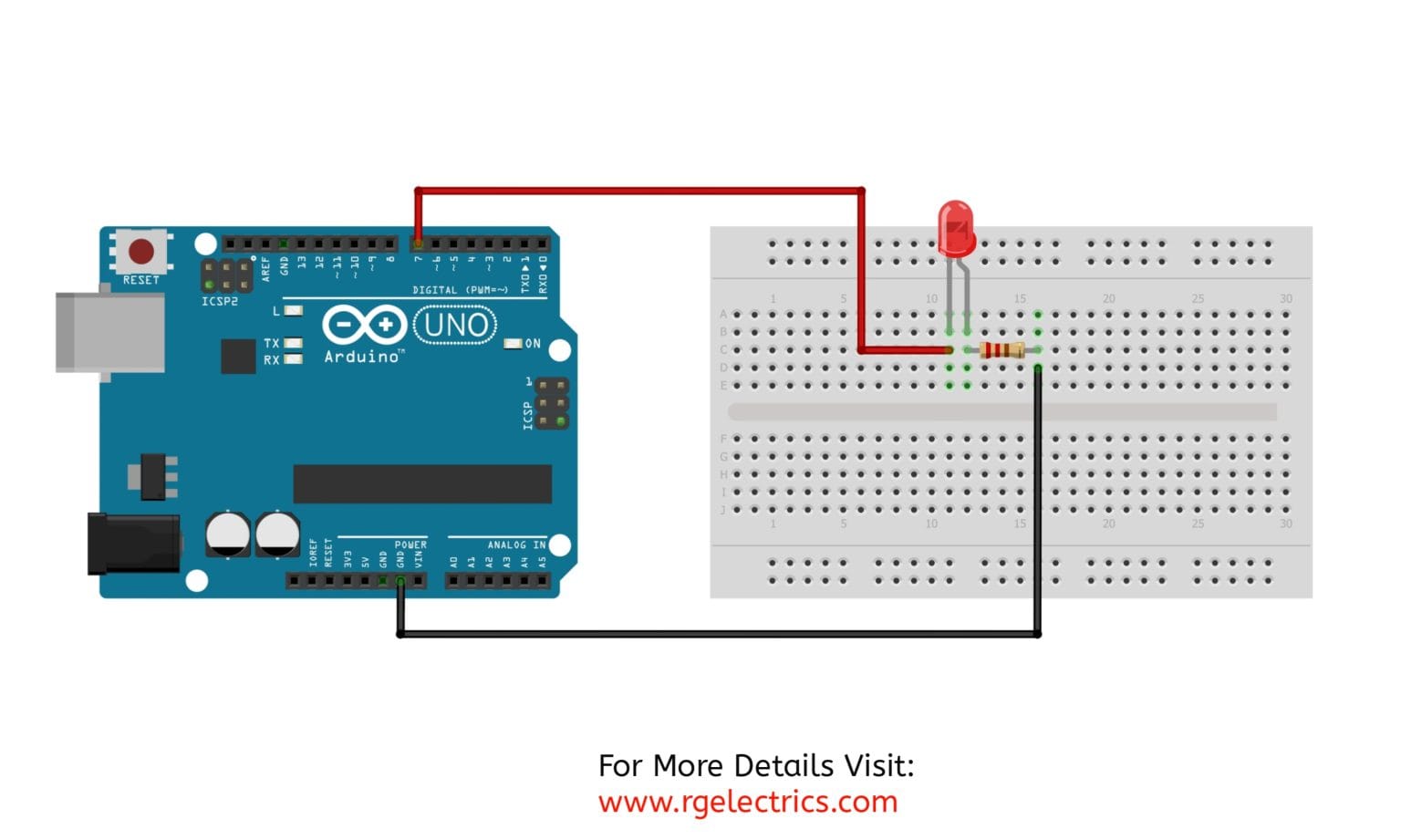 Basic LED blinking circuit using an Arduino — RG Electrics