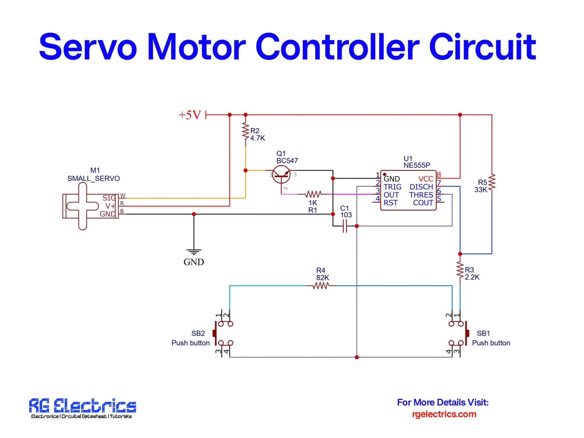NE555 Timer-Based Servo Motor Control Circuit — RG Electrics