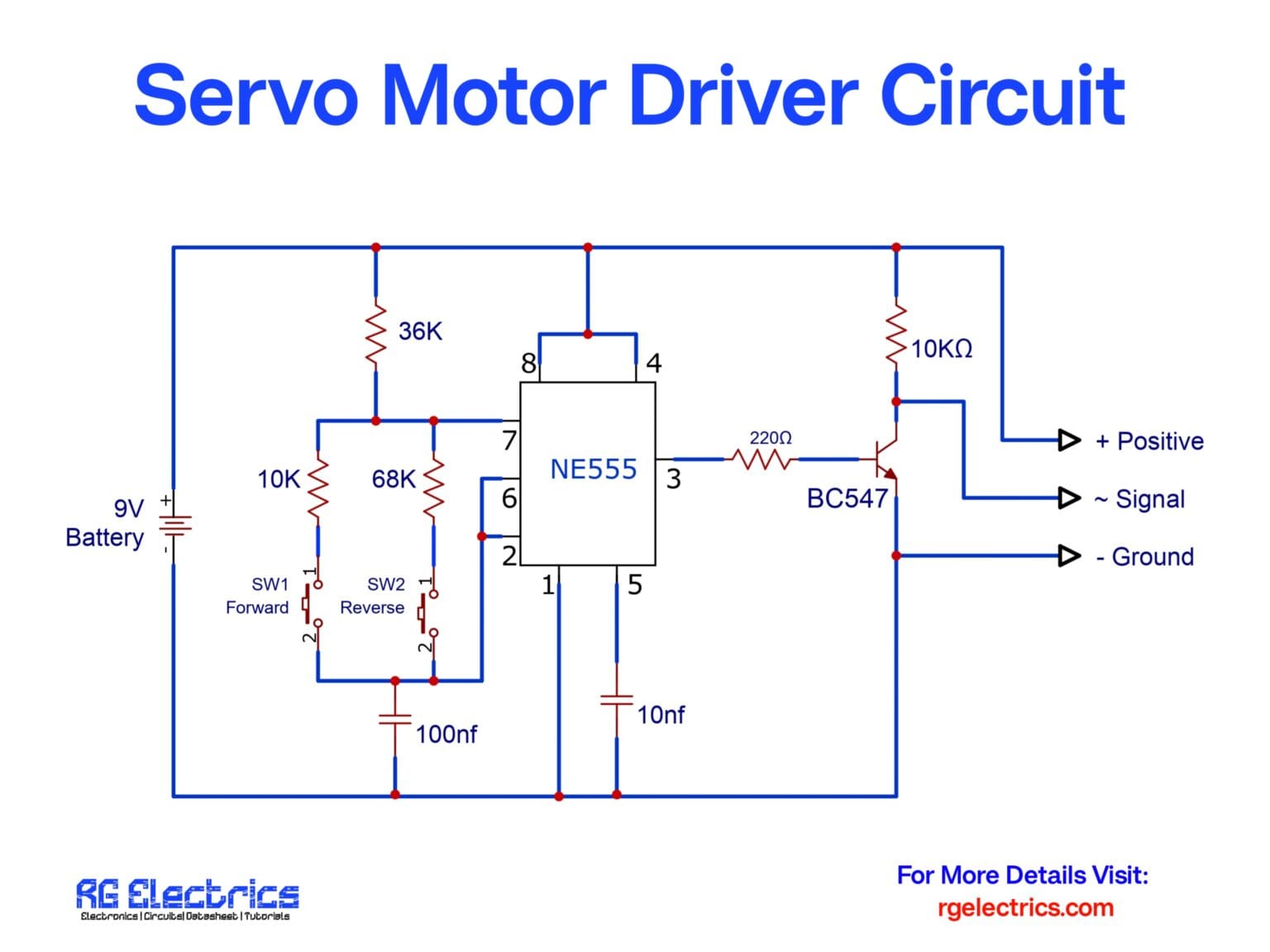 Servo Motor Driver Circuit using NE555 IC — RG Electrics