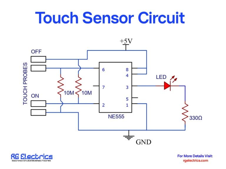 Touch Sensor Circuit Using NE555 Timer — RG Electrics
