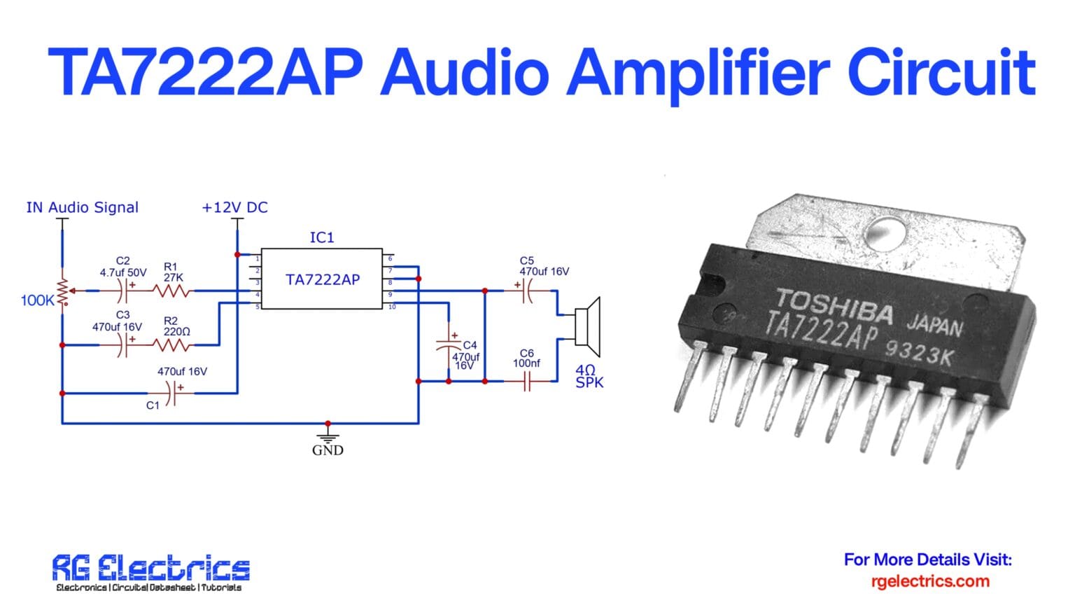 Simple Audio Amplifier Circuit using IRFZ44n — RG Electrics