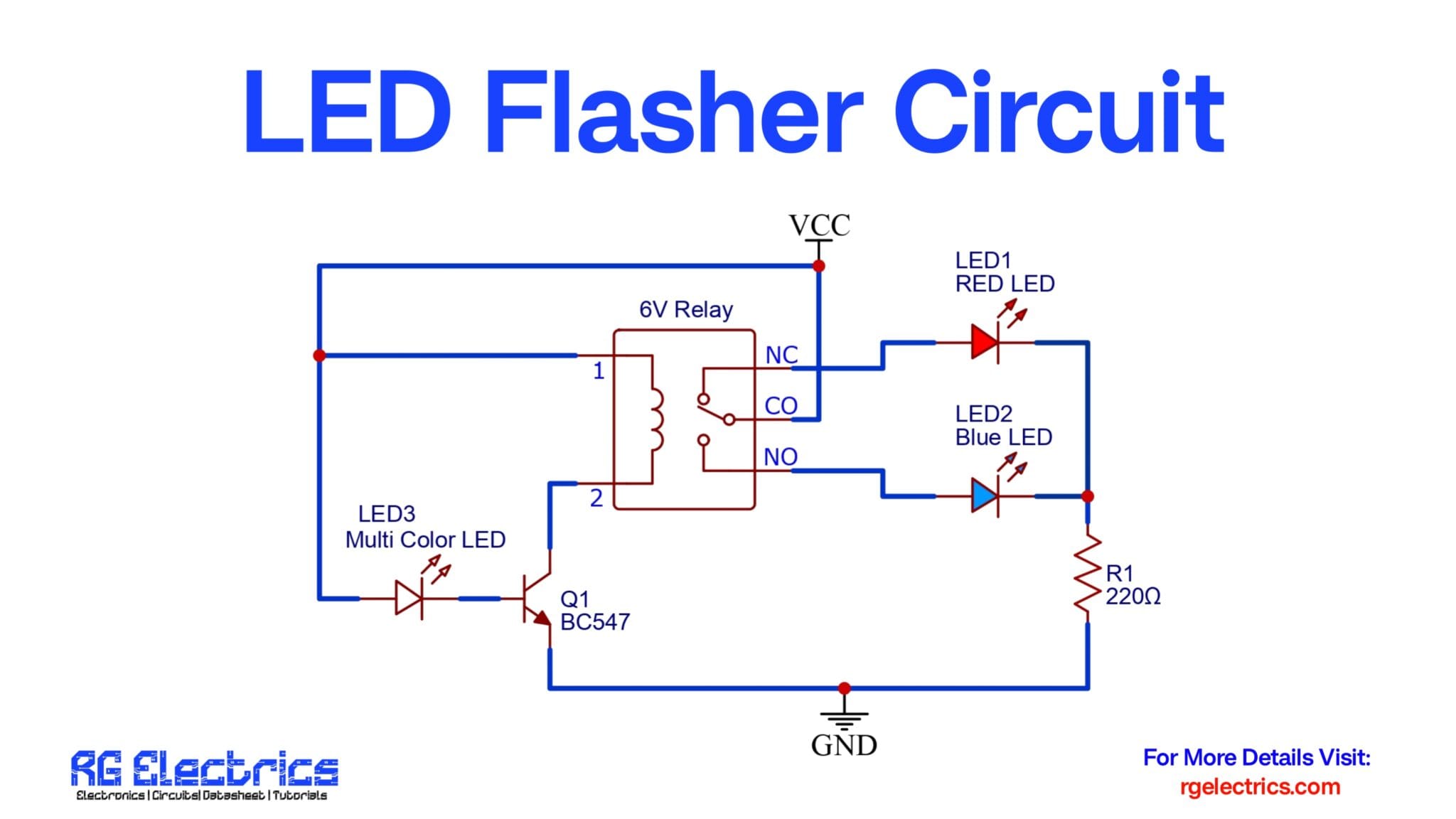 LED Flasher Circuit Using Relay — RG Electrics