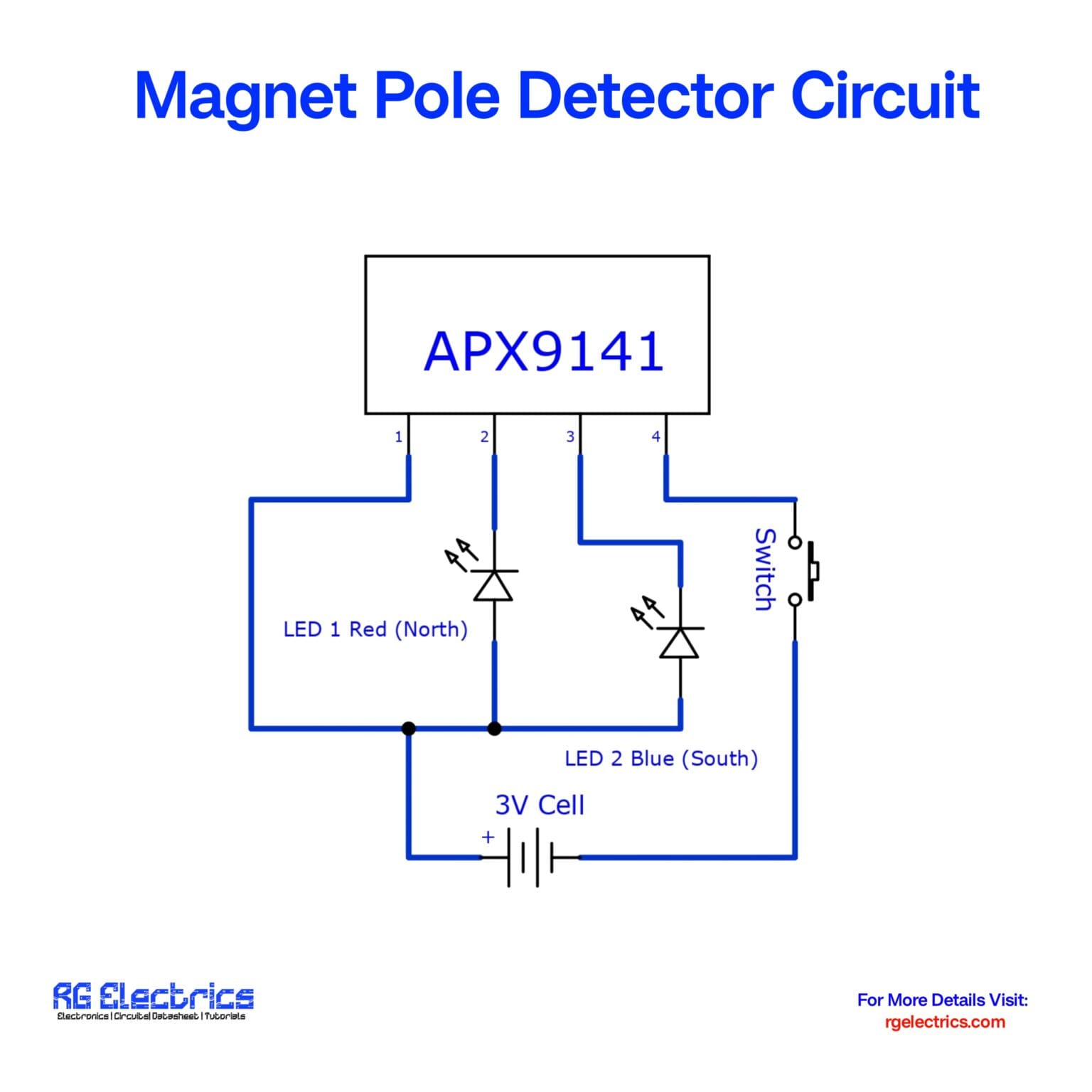 Magnet Pole Detector Circuit Using APX9141 | Simple DIY Polarity Tester ...