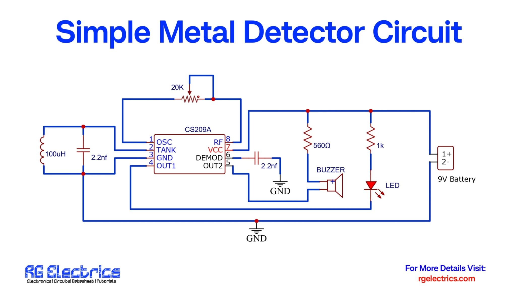 Metal Detector Circuit using CS209A — RG Electrics