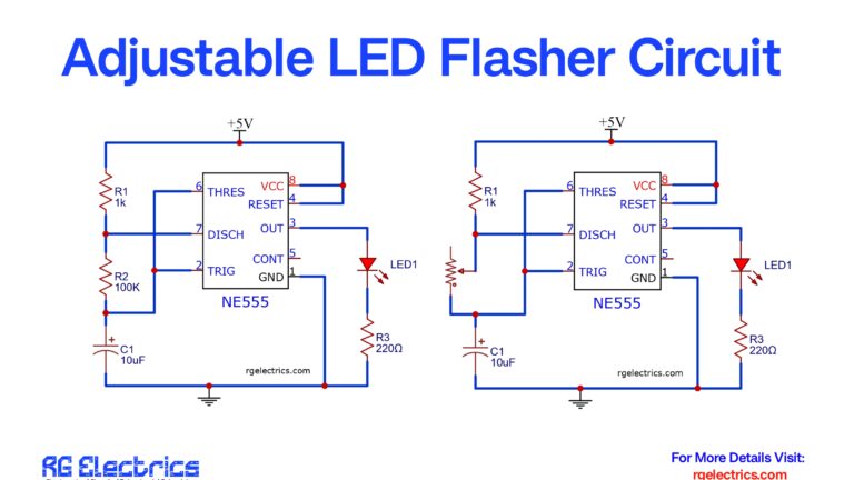 Simple LED Blinking Circuit using NE555 — RG Electrics