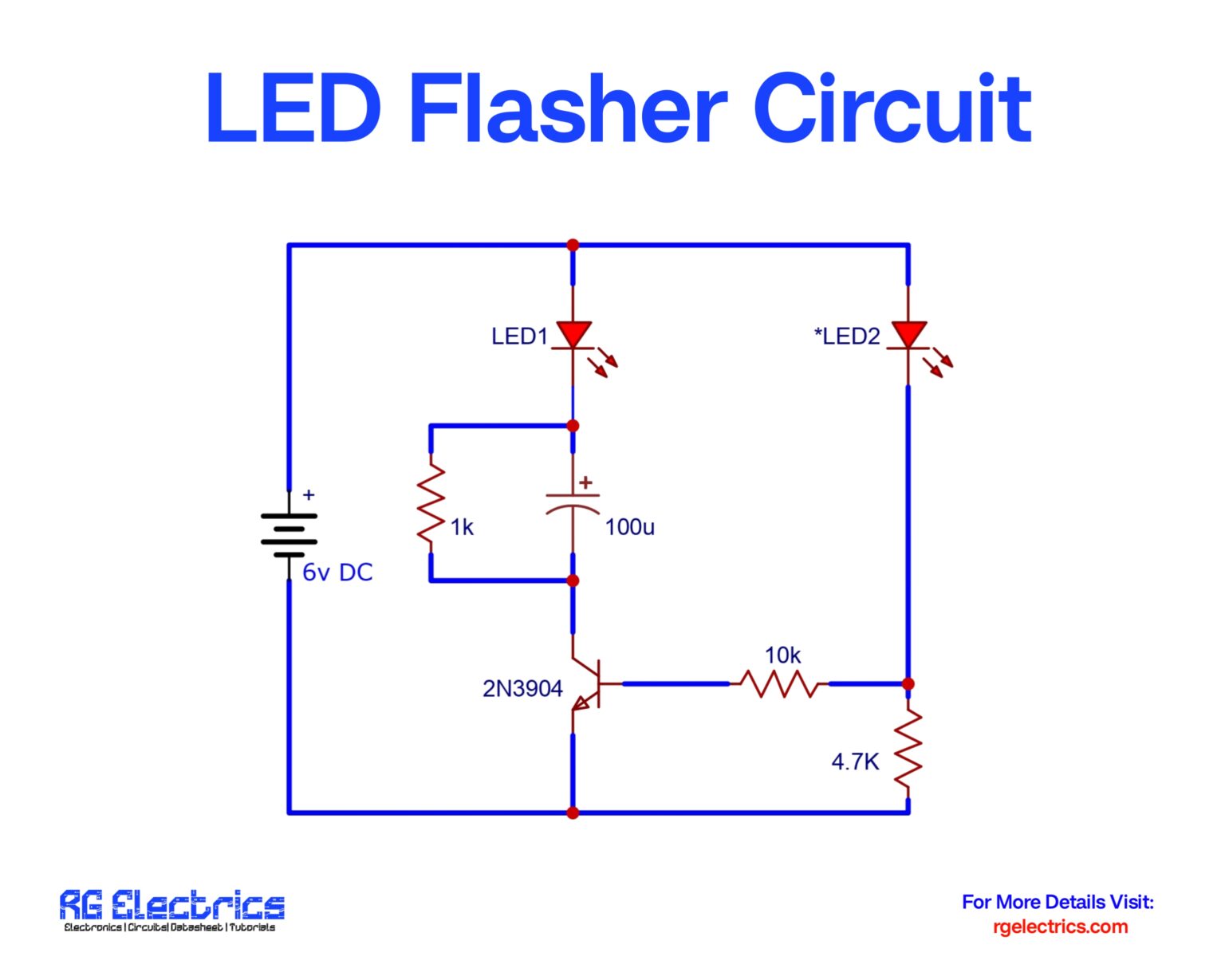 LED Flasher Circuit using RGB LED — RG Electrics