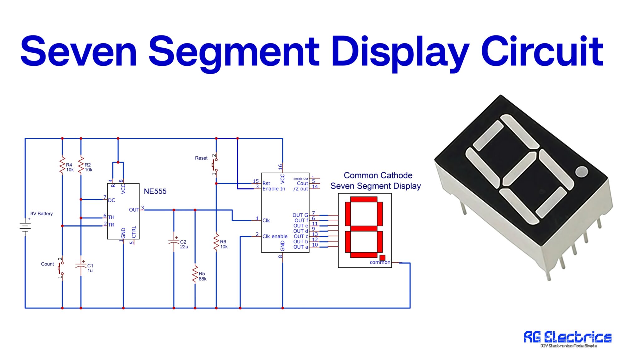 Simple LED Blinking Circuit using NE555 — RG Electrics