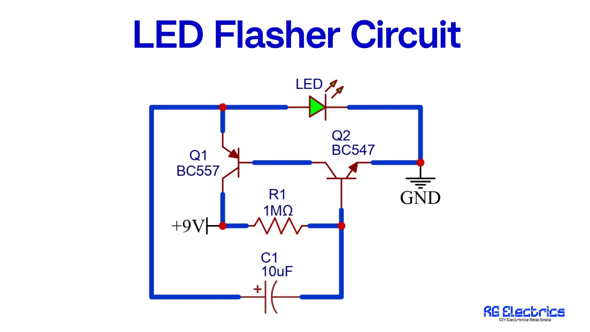 Simple LED Flasher Circuit — RG Electrics