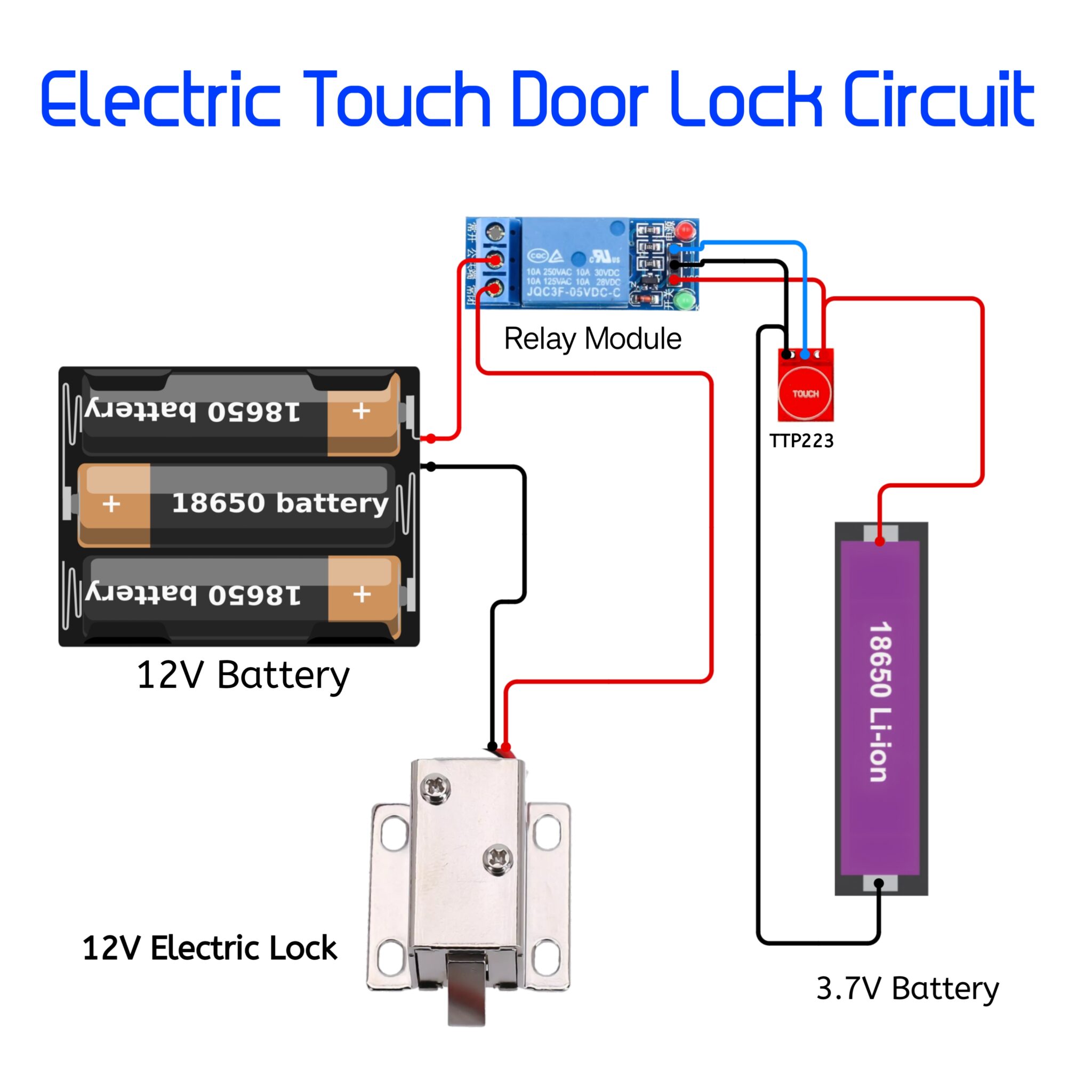 Electric Touch Door Lock Circuit Using TTP223 and Relay – Full ...